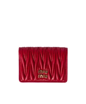 Miu Miu Matelassé Nappa Leather Card Holder - Red