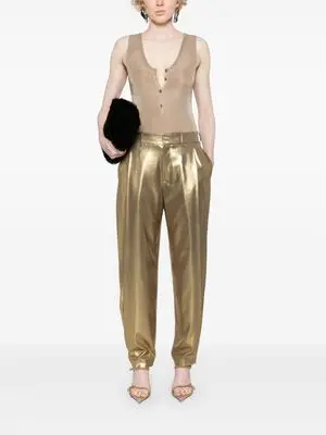 Saint Laurent Sleeveless Scoop Neck Silk Bodysuit