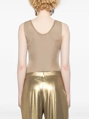 Saint Laurent Sleeveless Scoop Neck Silk Bodysuit