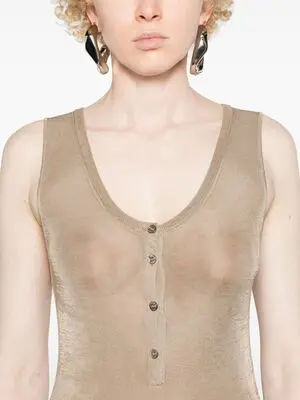 Saint Laurent Sleeveless Scoop Neck Silk Bodysuit