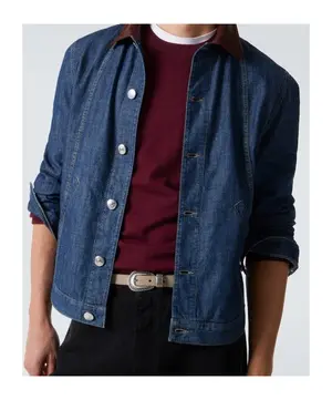 Brunello Cucinelli Leather-trimmed Denim Jacket