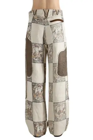 COMMUNS Printed Plaid Pants