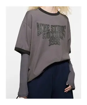 Acne Studios Logo-print Layered T-shirt - Gray