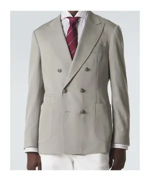 Brunello Cucinelli Double-breasted Silk Suit Jacket