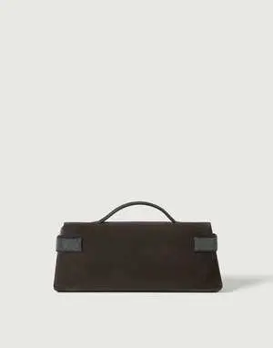 Brunello Cucinelli Suede Clutch Bag With Embellished Bands - Black