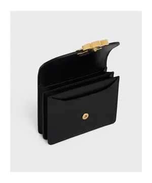 Celine Business Card Holder Triomphe In Shiny Calfskin