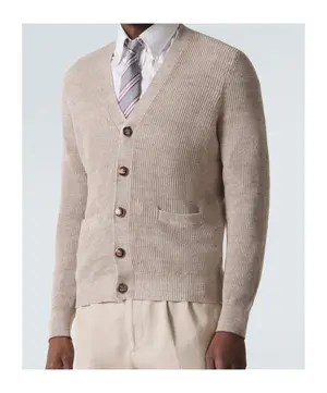 Brunello Cucinelli Ribbed-knit Linen And Cotton Cardigan
