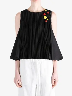 COMMUNS Sleeveless Paneled Top With Button Detail