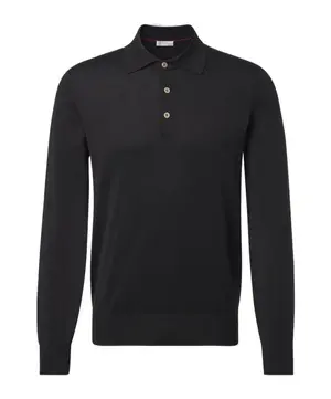 Brunello Cucinelli Cotton Polo Sweater - Black