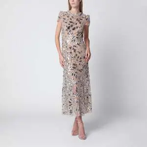 SELF-PORTRAIT Embellished Midi Dress - Silver