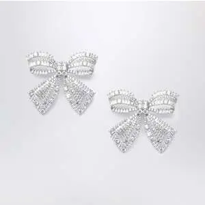 SELF-PORTRAIT Crystal Bow Earrings In -plated Brass - Silver