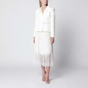SELF-PORTRAIT Bouclé Shawl-collar Midi Dress - Cream