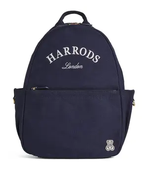Harrods Cotton Embroidered Emblem Backpack - Navy