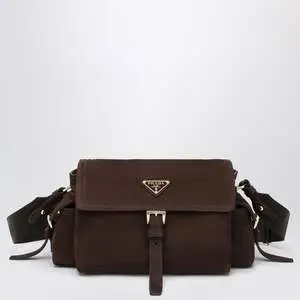 Prada Medium Shoulder Bag In Suede - Brown