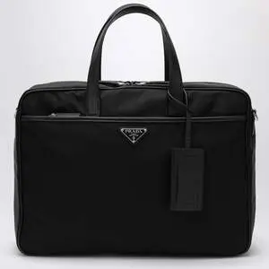 Prada Re-nylon And Saffiano Leather Work Bag - Black