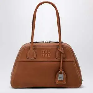 Miu Miu Vivant Nappa Leather Bowling Bag - Brown