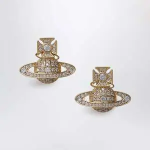 VIVIENNE WESTWOOD Orb Earrings In Gold-tone Metal With Crystals - Silver