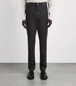 Canali Stretch Cotton-cashmere Straight Jeans