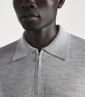 LARDINI Wool-silk-cashmere Quarter-zip Sweater