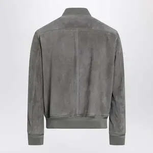 TOM FORD Titanium Suede Bomber Jacket In Lamb Leather