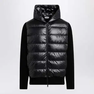 Moncler Padded Wool Zip-up Hoodie - Black