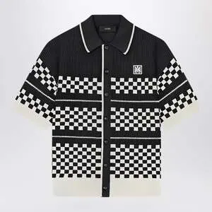 Amiri Checkered Mesh Sweater With Logo Embroidery - Black