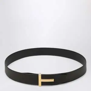 TOM FORD Reversible T-icon Grained Leather Belt - Brown