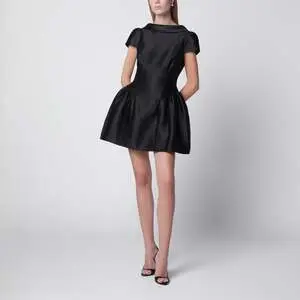 SELF-PORTRAIT Mini Taffeta Dress With Collar - Black
