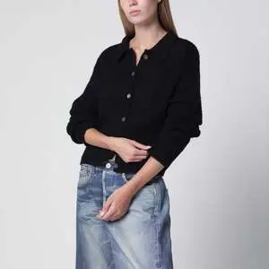 Our Legacy Alpaca-blend Ribbed Polo Cardigan - Black