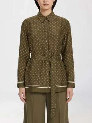 Max Mara Max Mara Studio Printed Shirt With Belt Green