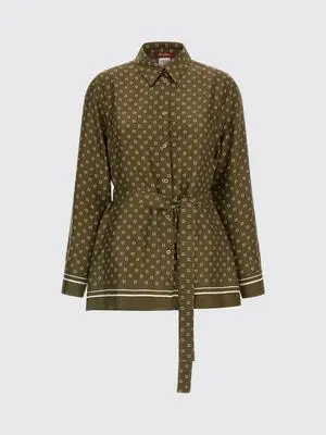 Max Mara Printed Shirt With Belt - Green