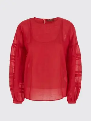 Max Mara Sheer Paneled Blouse - Red