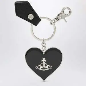 VIVIENNE WESTWOOD Mirror Heart Orb Heart Keyring In Iron - Black