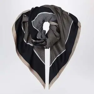 Saint Laurent Cassandre Striped Silk Charmeuse Stole, Navy/ivory - Blue