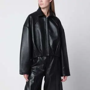 ROTATE BY BIRGER CHRISTENSEN Cropped Leather Jacket - Black