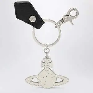 VIVIENNE WESTWOOD Hammered Orb Charm Keyring In Iron And Silver-tone Metal - Black