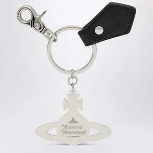 VIVIENNE WESTWOOD Hammered Orb Charm Keyring In Iron And Silver-tone Metal