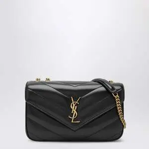 Saint Laurent Loulou Leather Crossbody Bag With Chain Strap - Black