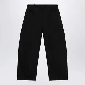 LEMAIRE Wide-leg Cotton Trousers - Black