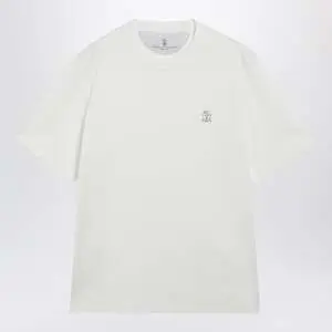 Brunello Cucinelli Crew-neck Cotton Jersey T-shirt With Logo In Off - White