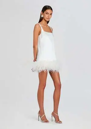 Retrofete Ragna Feather Dress - White