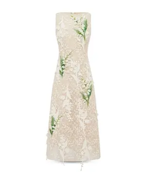 LEO LIN Cleo Embellished Lace Sleeveless Midi Dress