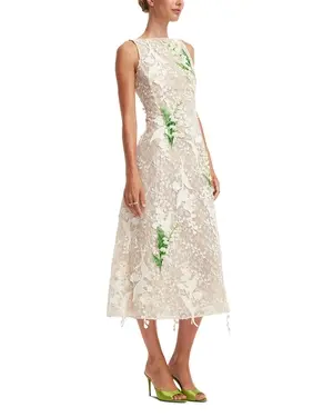 LEO LIN Embellished Lace Sleeveless Midi Dress