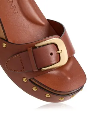 Zimmermann Leather Clog Slide Sandals With Gold-tone Studs