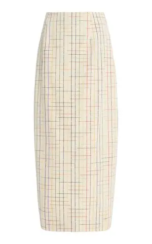 Rosie Assoulin Space-dyed Checked Silk Midi Skirt - Multi