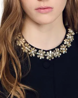 Sandro Jeweled Neckline Cropped Jacket
