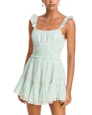 LoveShackFancy Maralina Lace Trim Dress - Celadon Drift