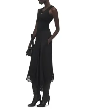 Alexander McQueen Satin Back Crepe Skirt With Lace Trim