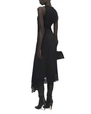 Alexander McQueen Satin Back Crepe Skirt With Lace Trim