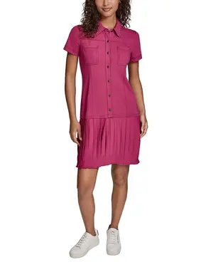 Karl Lagerfeld Paris Button Front Pleated Dress